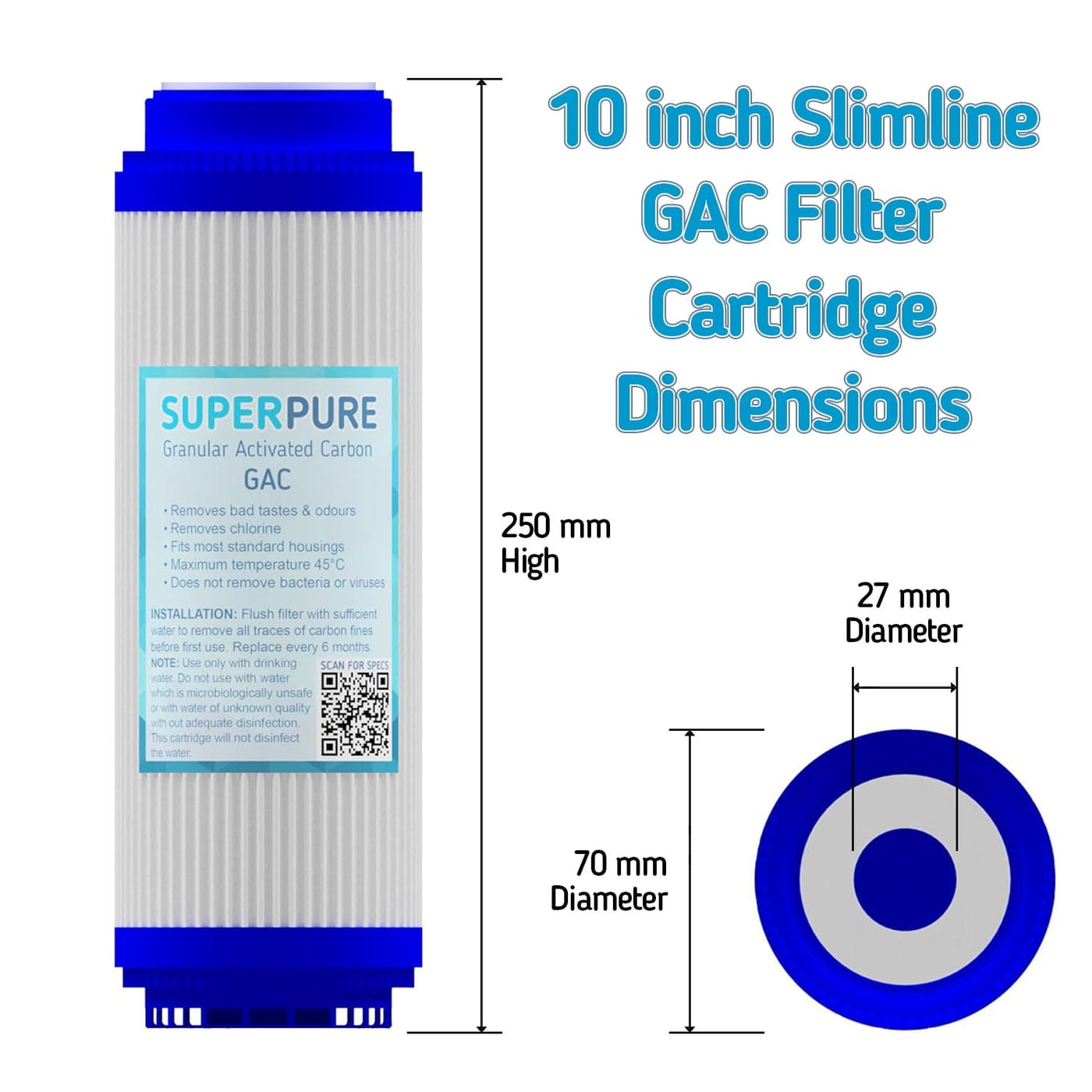 SUPERPURE 10-inch GAC Filter Cartridges (3-Pack) - Elevate Your Water ...