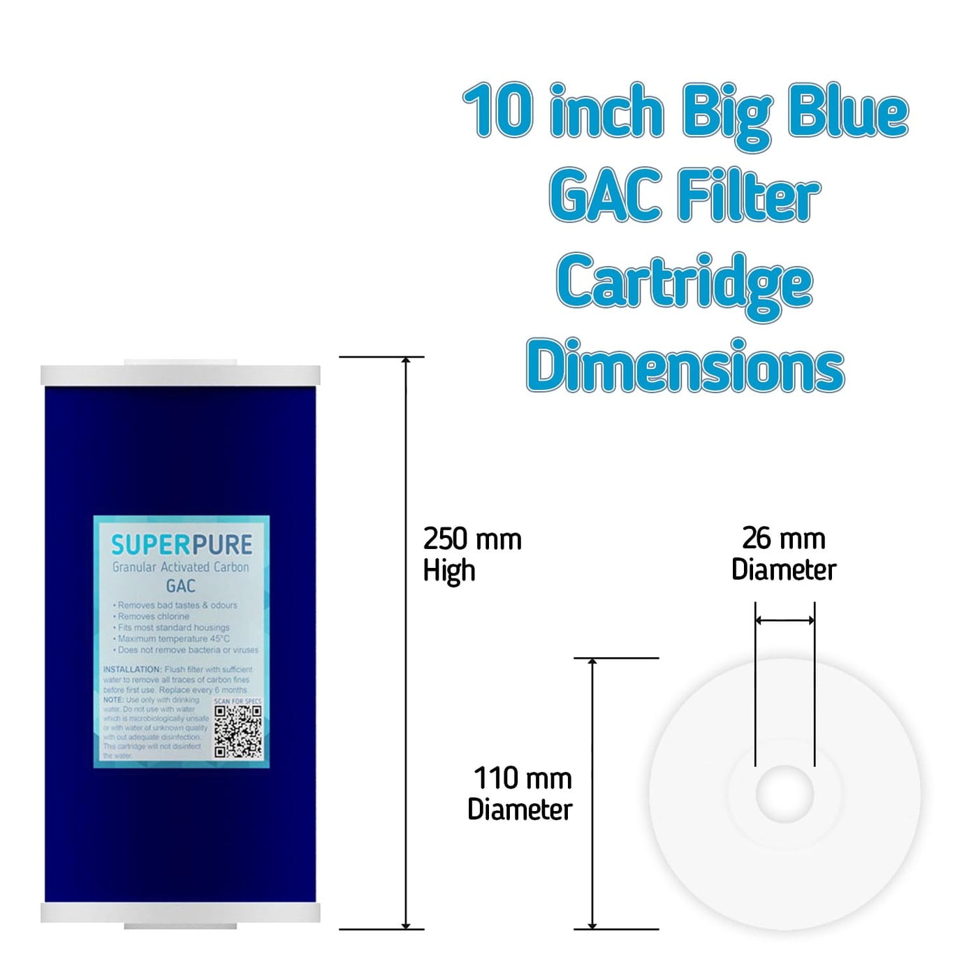 3 Pack GAC Filters: Fresh Water, Removes Chlorine