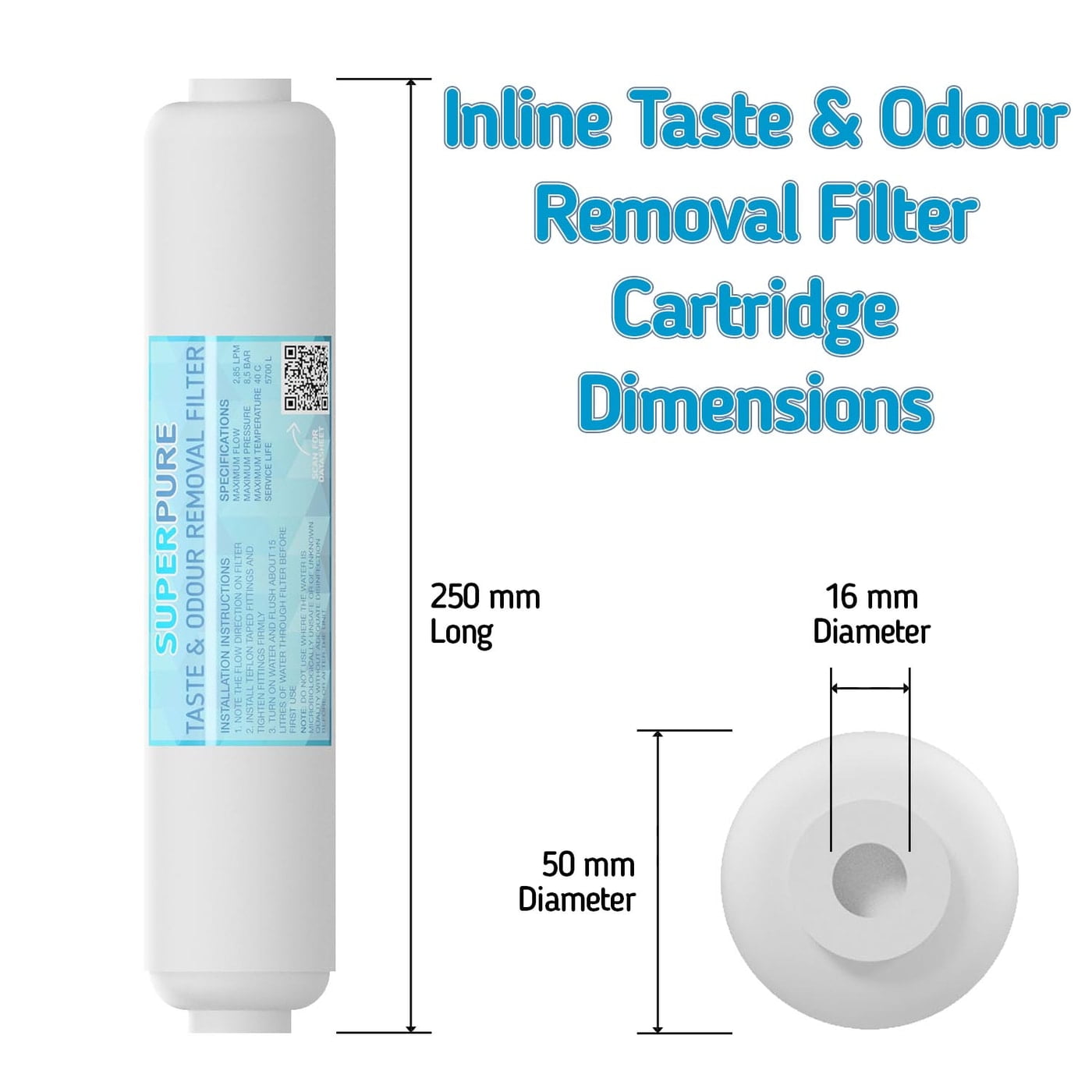 SUPERPURE Inline Taste & Odour Filter - Premium Water Clarity