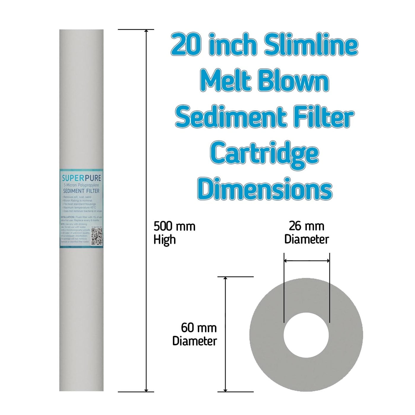 SUPERPURE 20inch Melt Blown Sediment Filter | Ultra-Fine 1 Micron ...