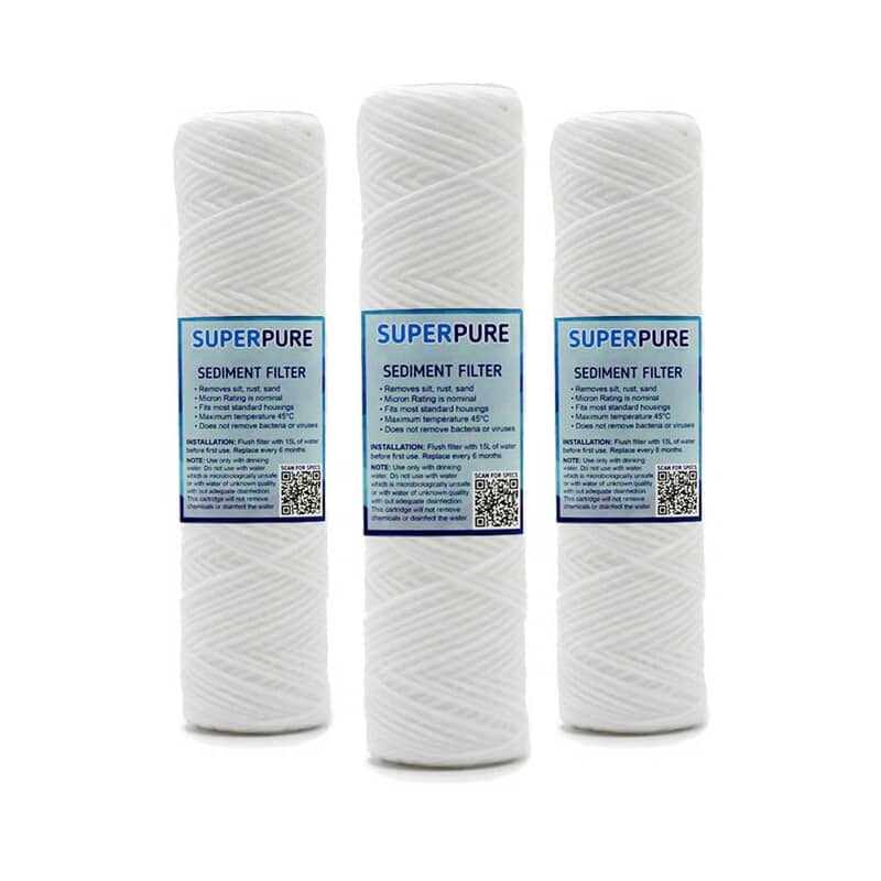 10" String Wound Filter (5 Micron, 3 Pack): Clean Water, Great Value