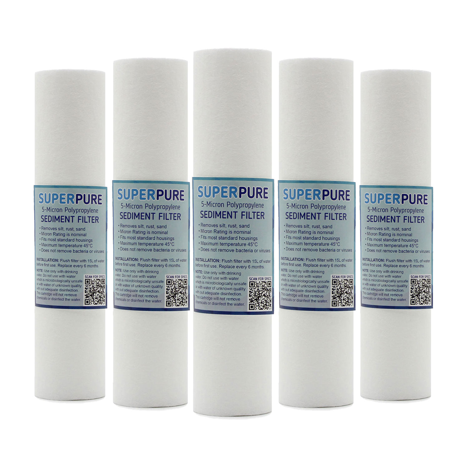 SUPERPURE 10inch Melt Blown Filter 5-Pack - Ultimate Clarity!
