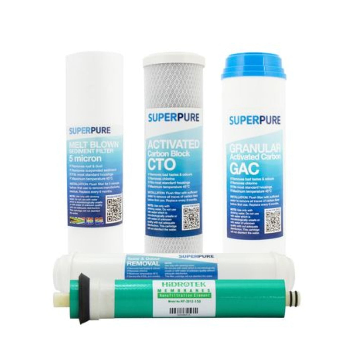 SUPERPURE 5-Stage 10 Inch Slimline NF Water Filter Set with 150GPD NF ...