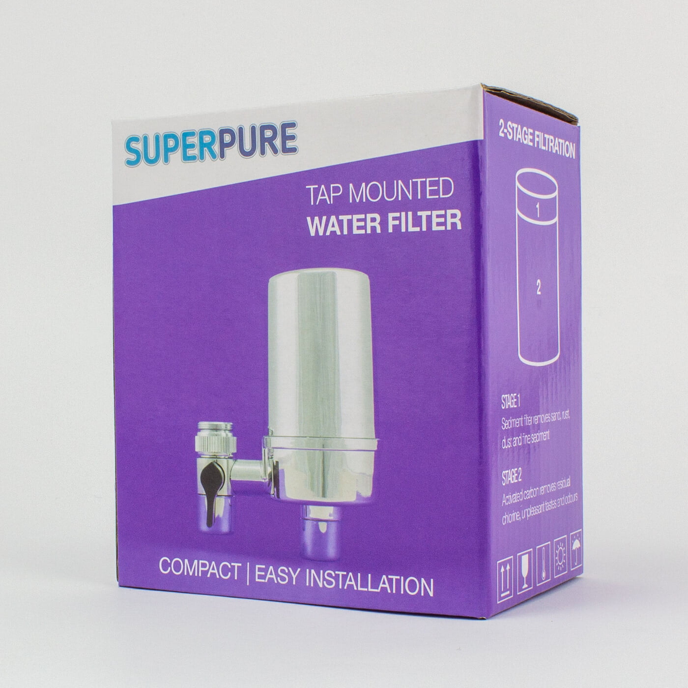 SUPERPURE Chrome Tap Mounted Water Filter | Convenient Tap Filtration ...